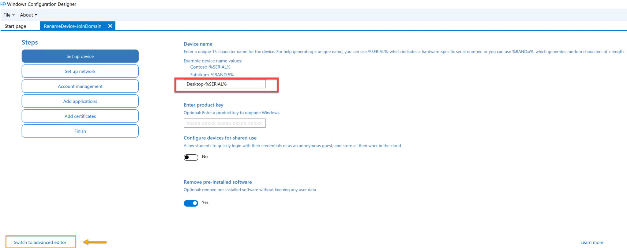 Create provisioning package using Windows Configuration Designer | Configuration Manager ...