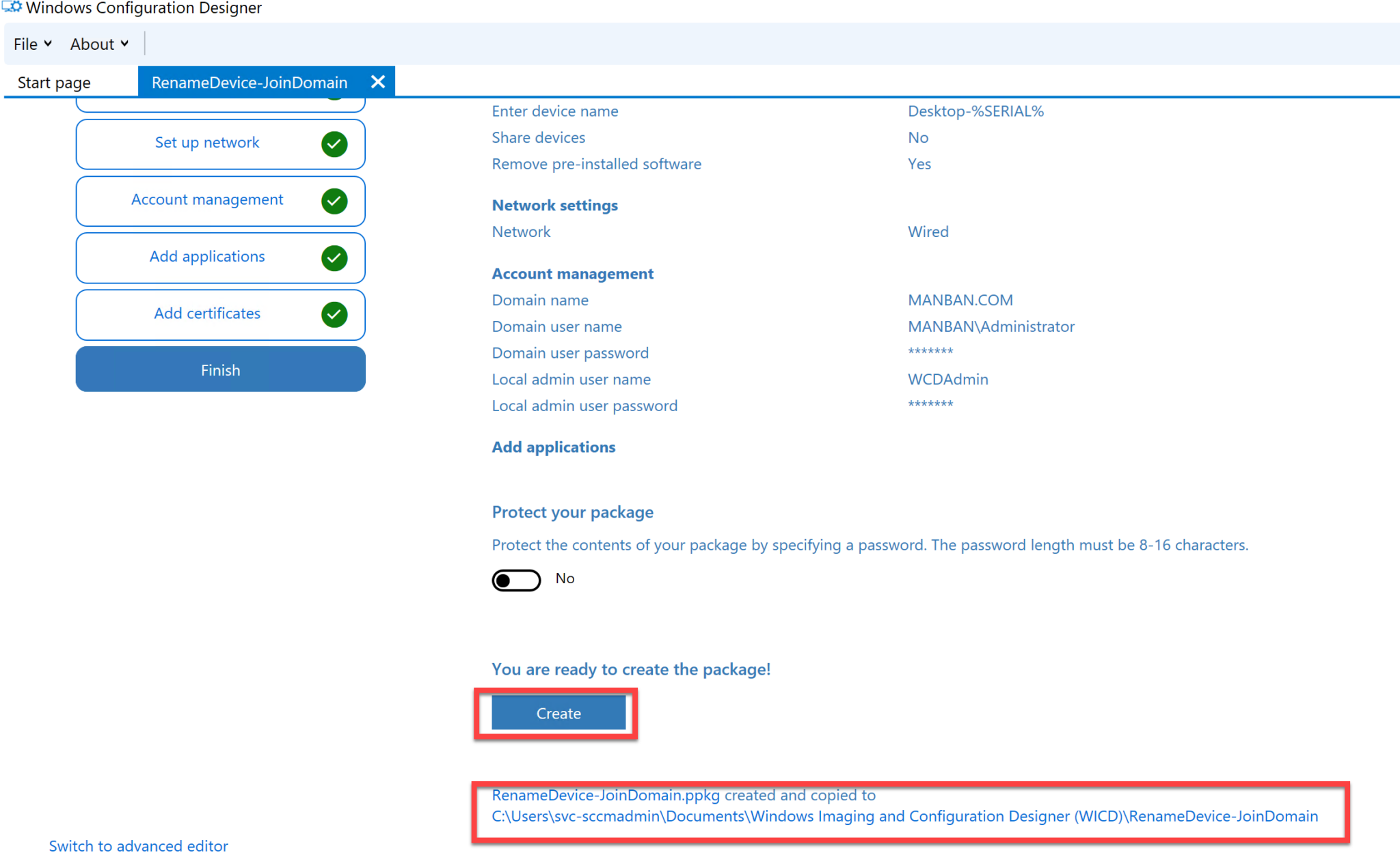 Create provisioning package using Windows Configuration Designer | Configuration Manager ...