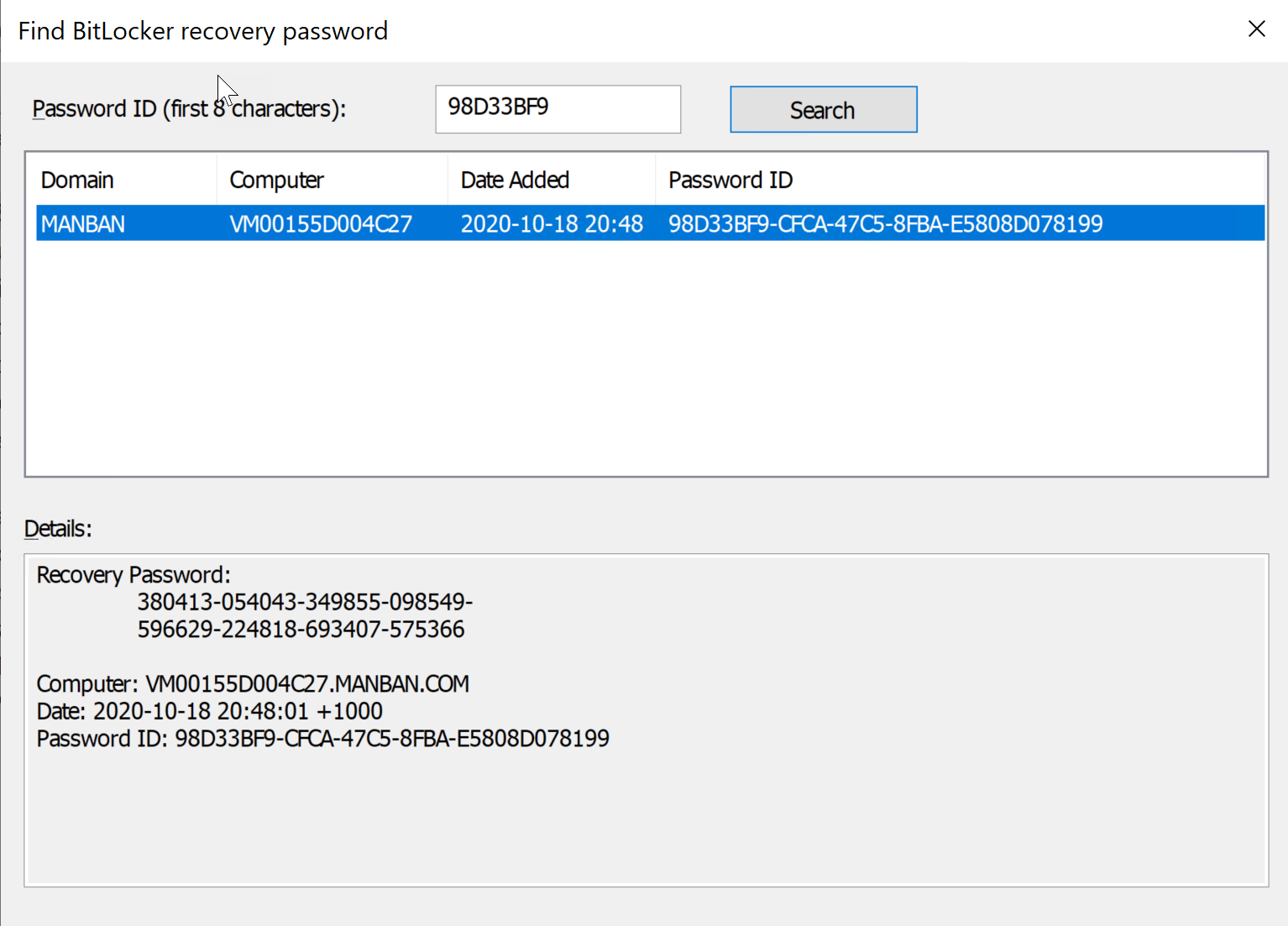 How To Get Bitlocker Recovery Password From Active Directory Configuration Manager Manishbangia