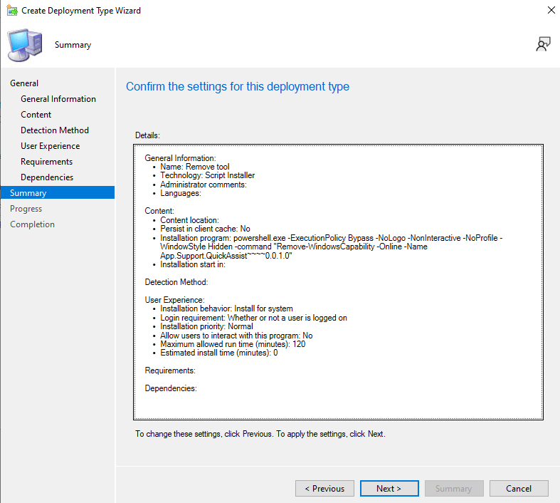 Remove Quick Assist using SCCM Application Model | Configuration ...