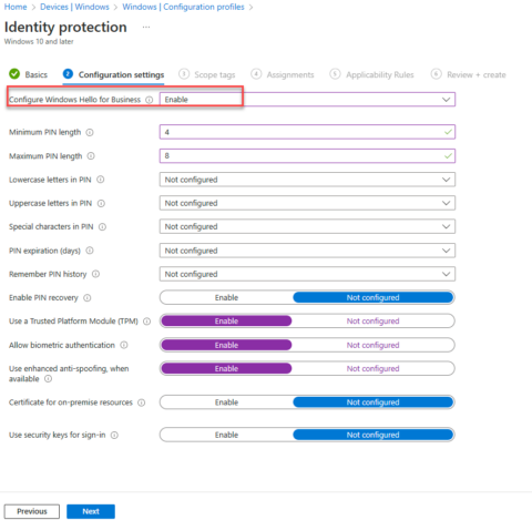 Configure Windows Hello for Business using Intune | Configuration ...